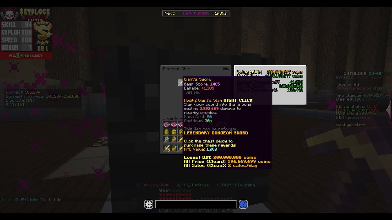 【Hypixel Skyblock】F6 Dungeon RNG DROP! Giant’s Sword 175million profit - YouTube