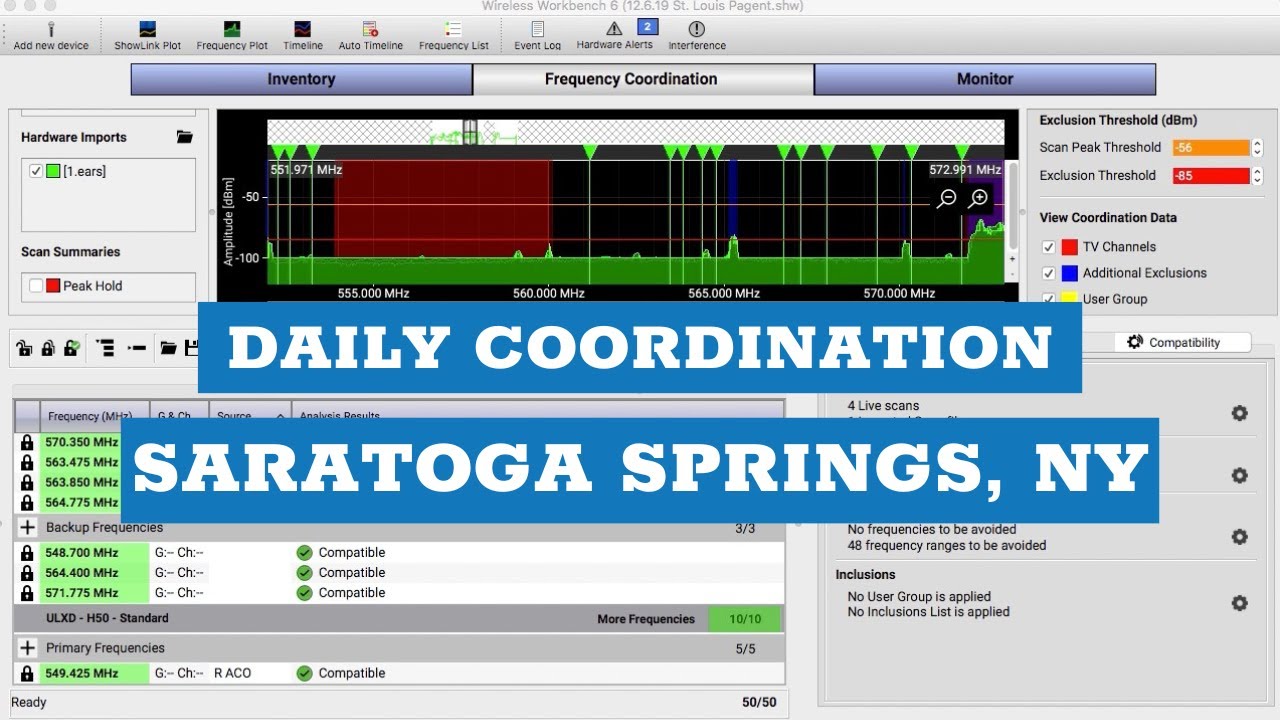 Real time RF Coordination using Shure Wireless Workbench with Nicholas ...