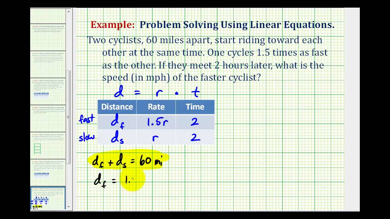 Ex Find The Rate Of Two Cyclist Traveling Toward Each Other YouTube