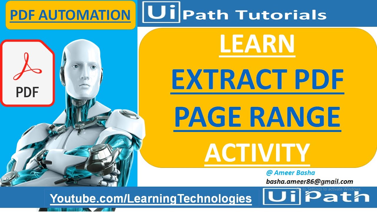 UiPath Tutorial || Day 60 : Extract PDF Page Range Activity || PDF ...