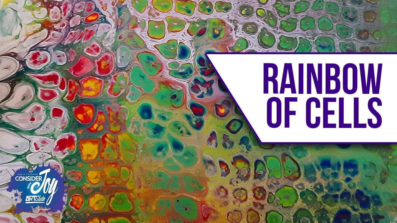 Rainbow of Cells - Acrylic Pour and Silicon to create cells - YouTube