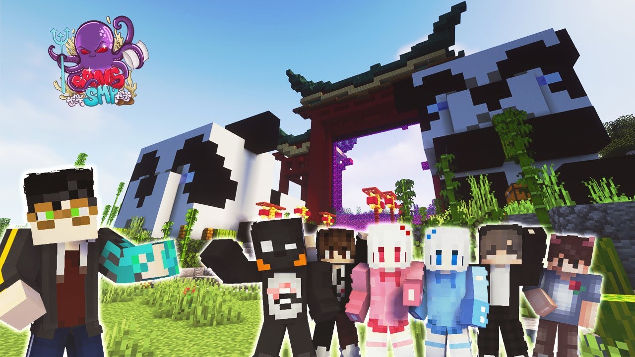 SEMUA MEMBER PANDA CITY, MEMBUAT PORTAL NETHER BESAR DAN PATUNG PANDA ...