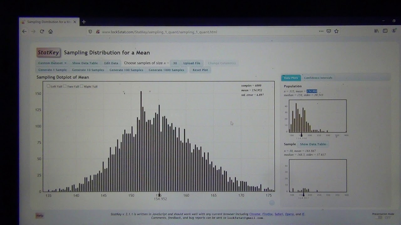 Sampling Distributions with StatKey Part 2 - YouTube