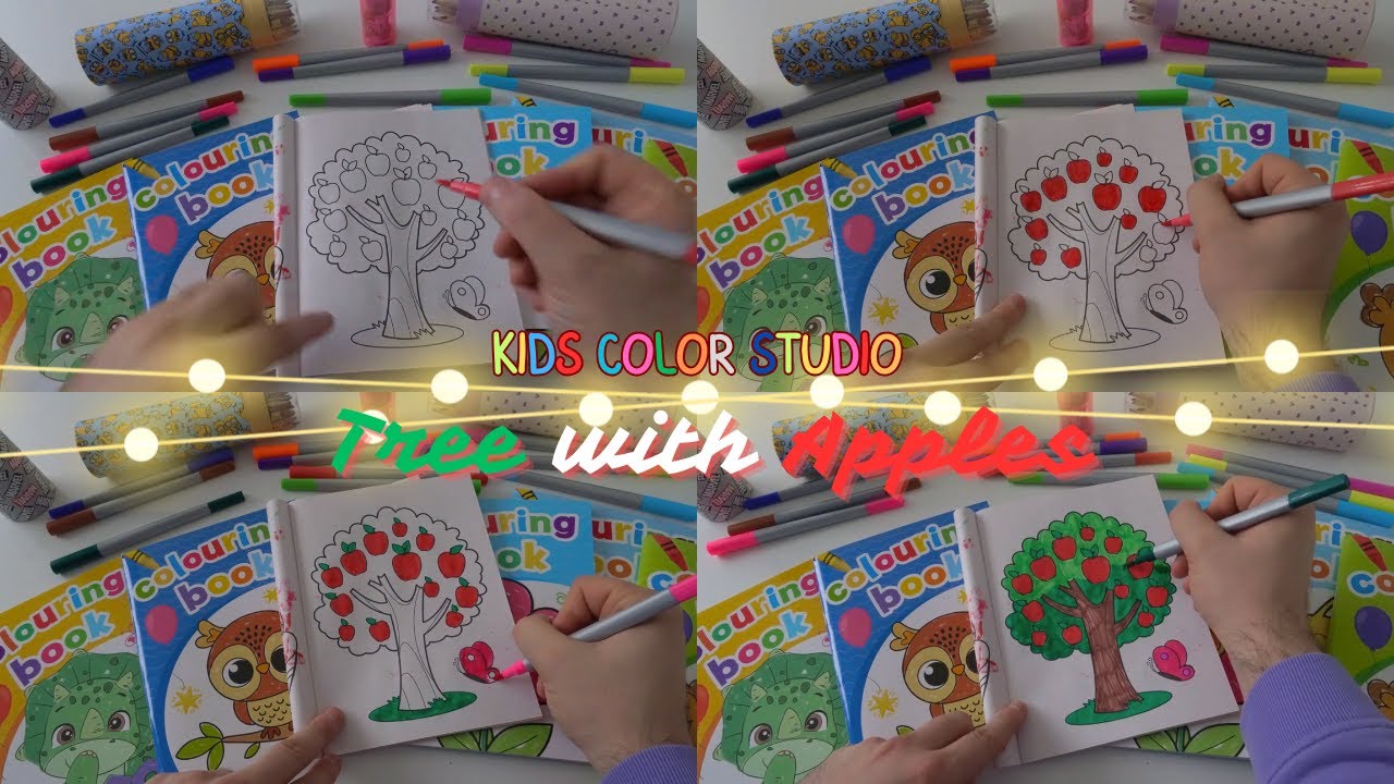 How to Color a Tree with Apples Using Markers 🌳🍎| Kids Color Studio ...