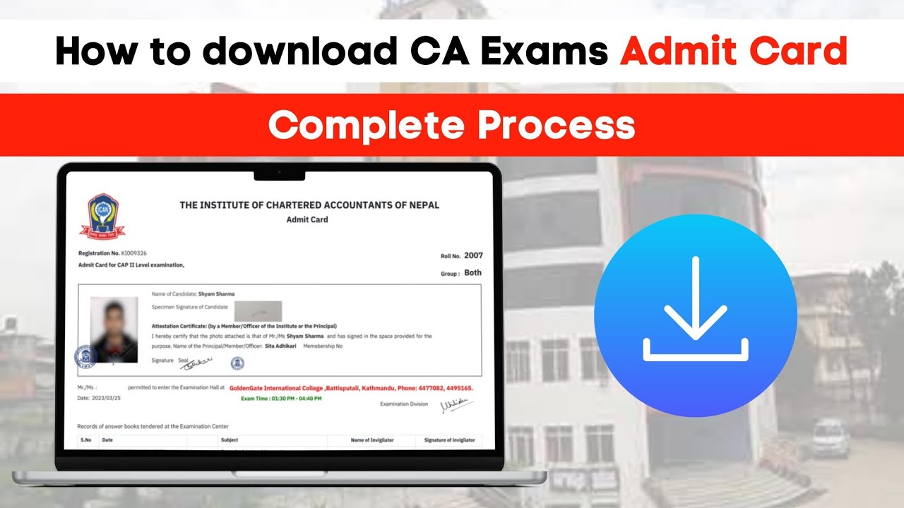 How to download CA Exam Admit Card | ICAN Admit Card | Complete Process ...