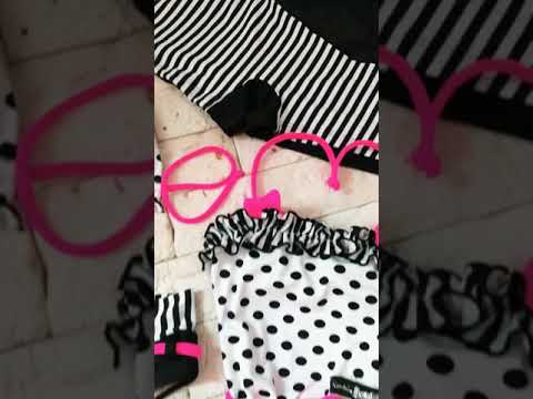 Kit biquíni mãe e filha listra com poa