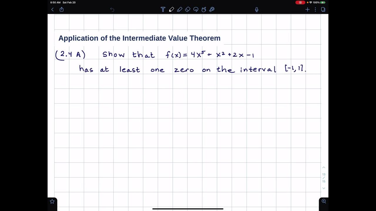 2.4 A An Application of the Intermediate Value Theorem. - YouTube