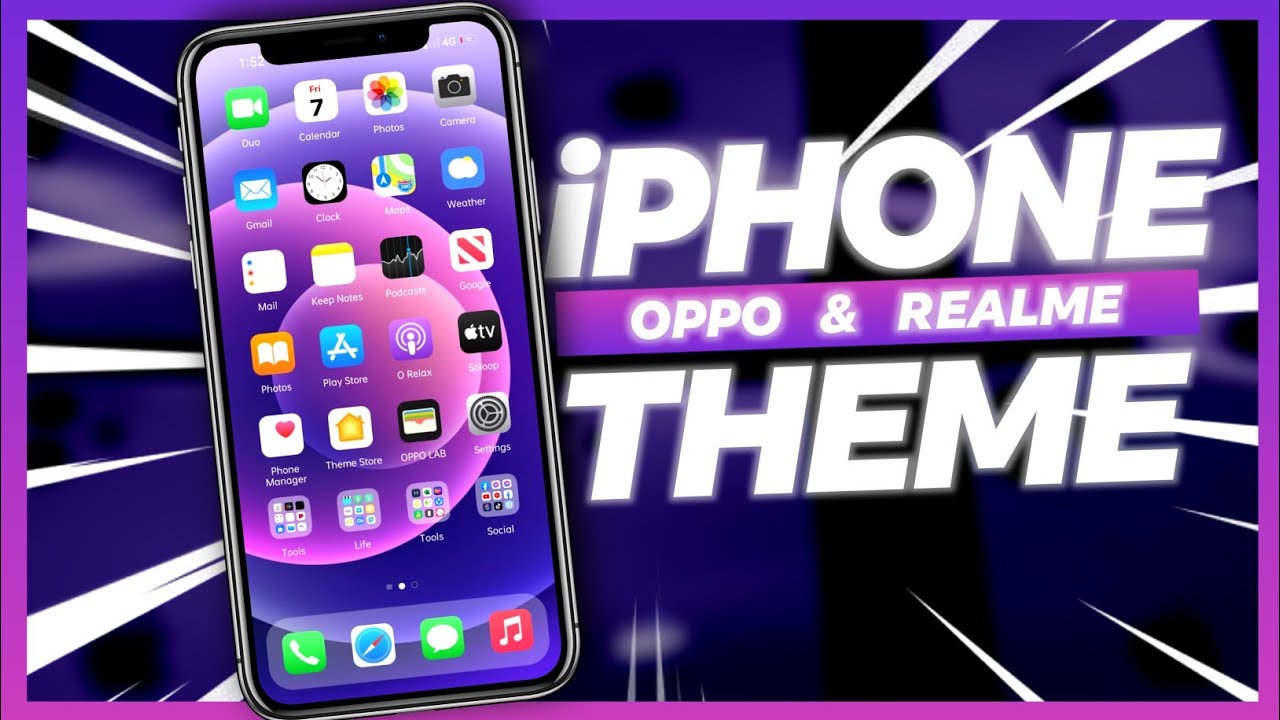 iPHONE 12 PURPLE THEME FOR OPPO COLOROS 7 & 11 AND REALME UI 1.0 & 2.0 ...