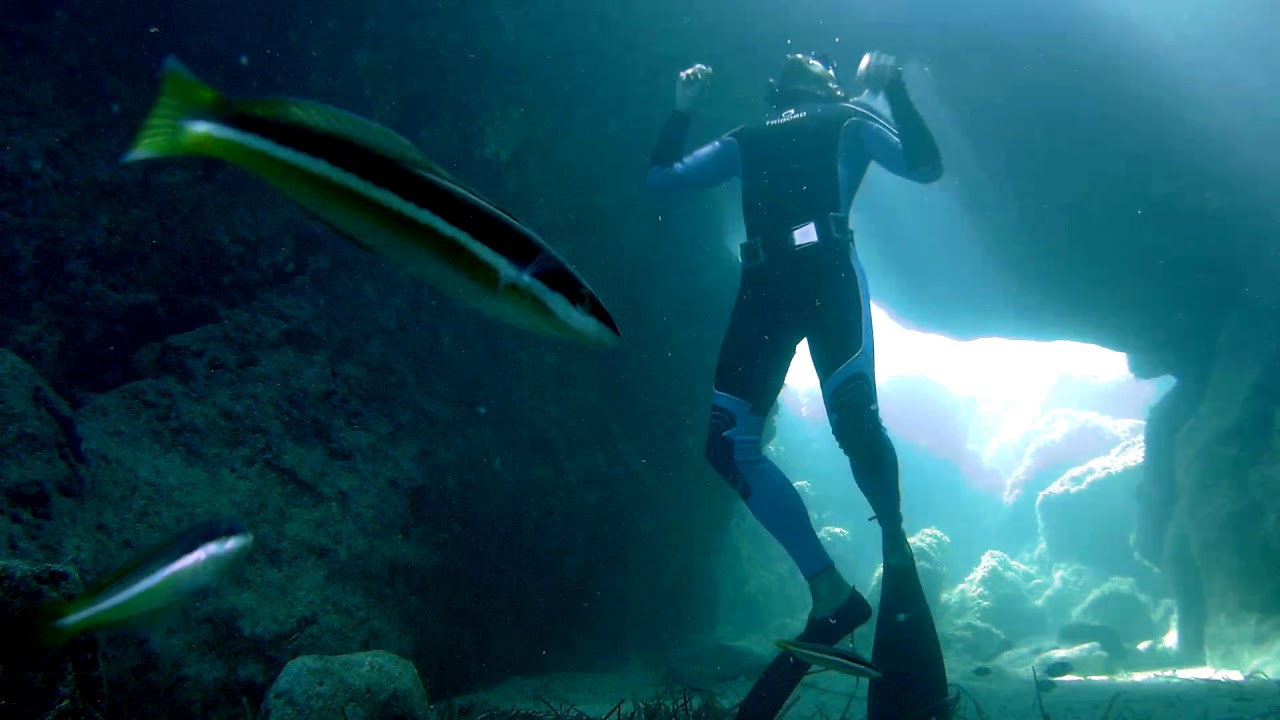 Freediving in a cave - YouTube