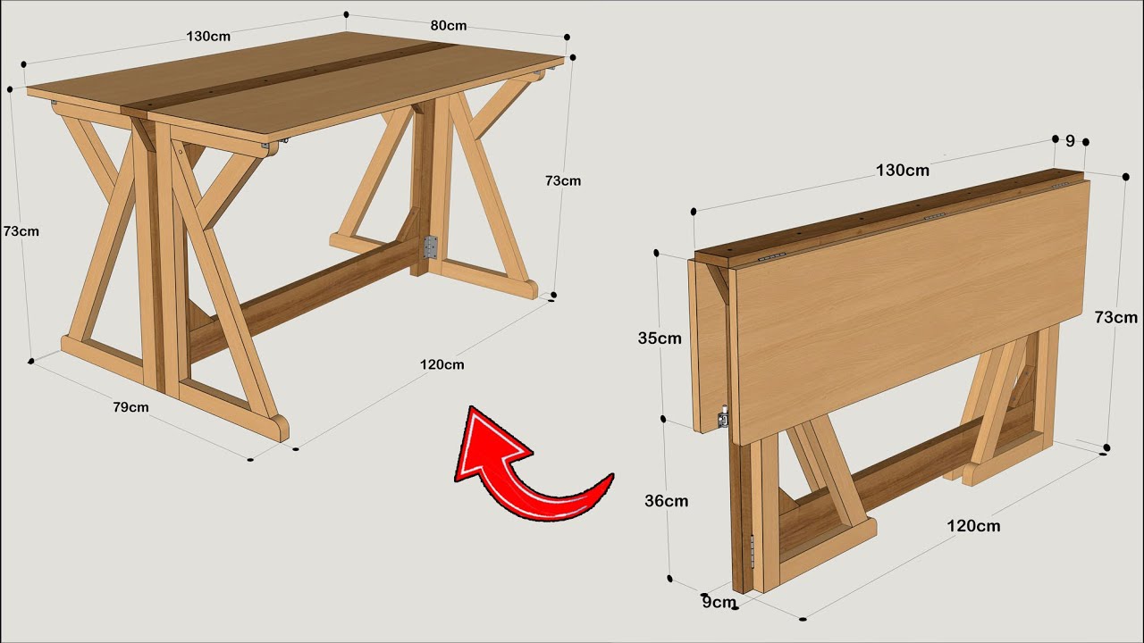 HOW TO MAKE A FOLDING DINING TABLE STEP BY STEP - PART 2 - YouTube