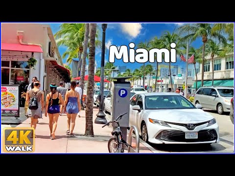 【4K】𝐖𝐀𝐋𝐊 ➜ 𝐌𝐈𝐀𝐌𝐈 🇺🇸 Washington Ave 🇺🇸 USA 4K video - Travel channel