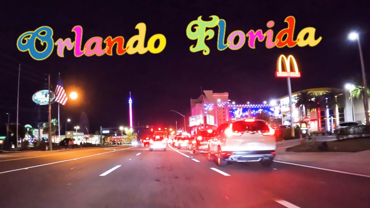 4K Night Drive On International Drive X Interstate 4 Thru Orlando ...