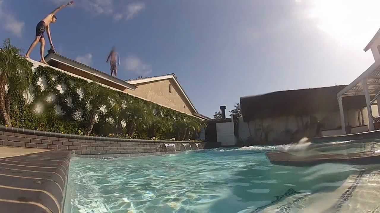Huge Jumps into Neighbors Pool! - YouTube