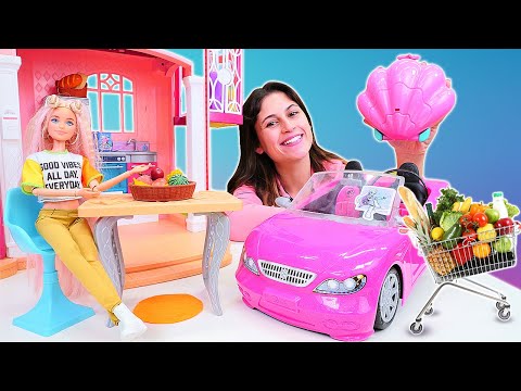 Kız videoları. Barbie tatildeyken Ayşe Barbie evi için alışveriş yapıp yerleştiriyor