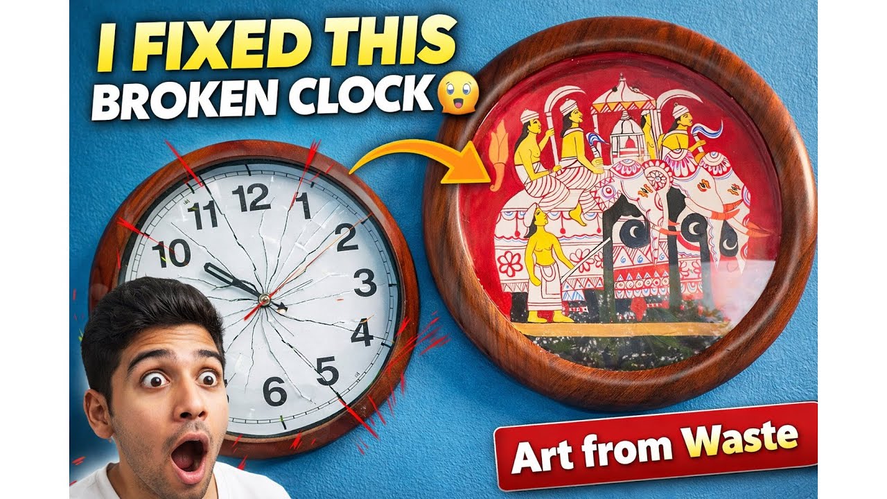 I Turned a Broken Wall Clock 🕰️ Into a Beautiful Traditional Artwork ...