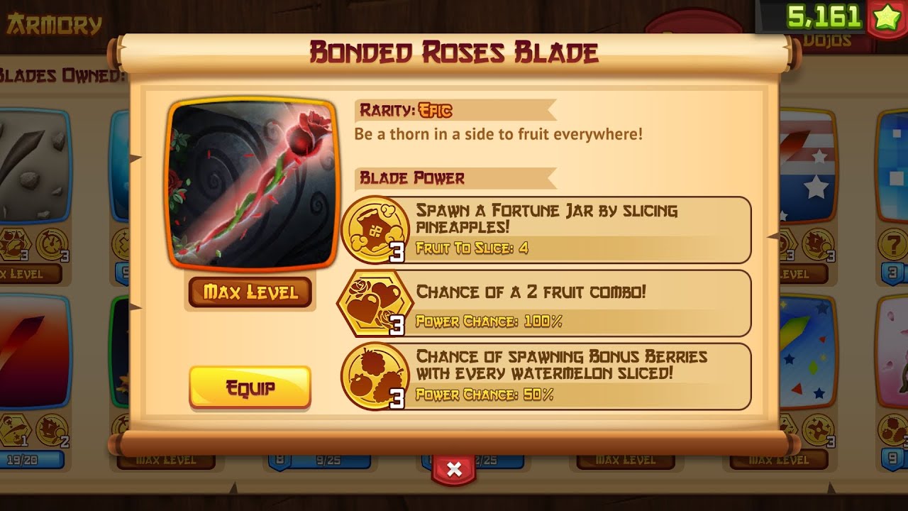 Fruit Ninja - New Blade Power! Bonded Roses Blade! (Old) - YouTube