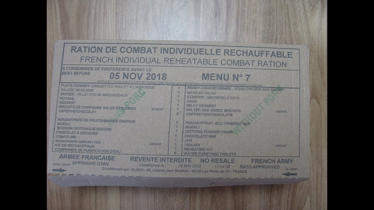 French 24H ration menu 7 (2015) - part 1 - YouTube