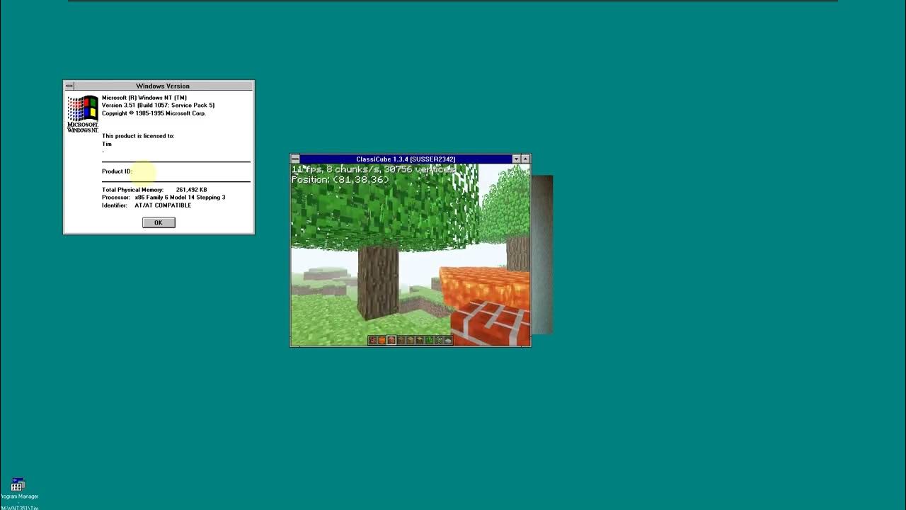 Minecraft Classic (ClassiCube) on Windows NT 3.51 - YouTube