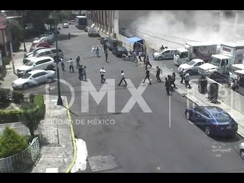 Momento exacto de derrumbe en Acoxpa