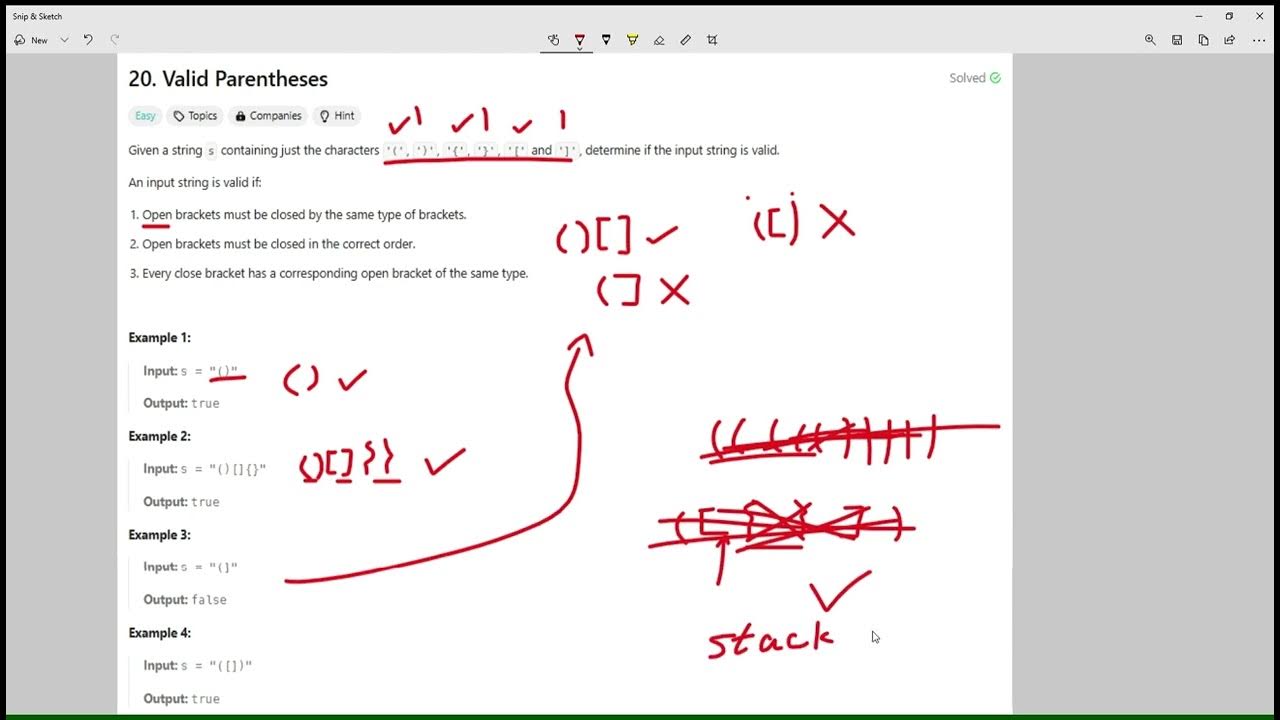 LeetCode 20 Valid Parentheses - YouTube