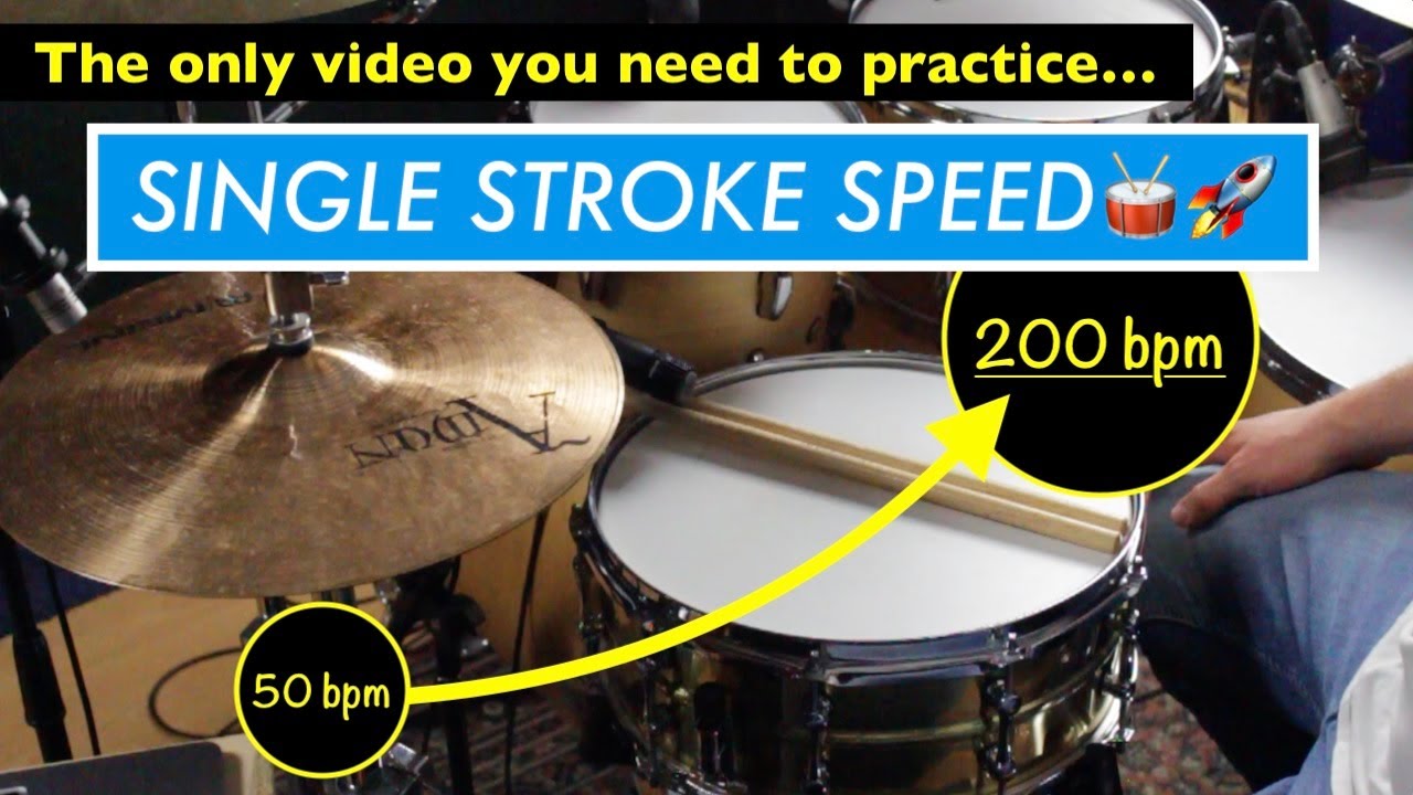 SINGLE STROKE SPEED TRAINING [50 - 200 bpm] | DRUMLION - YouTube