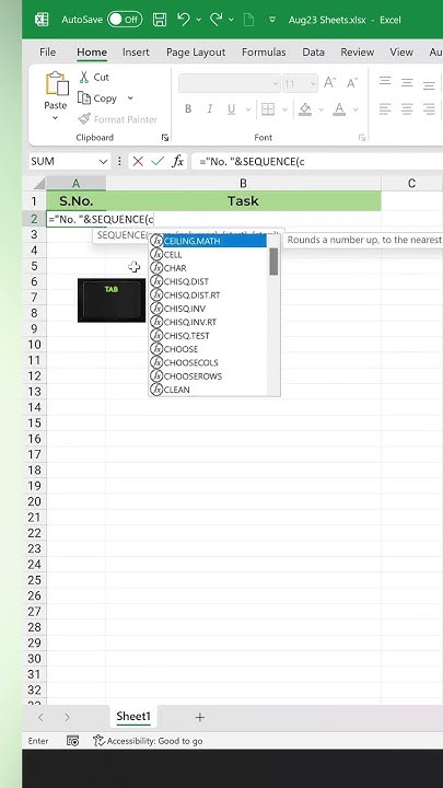 Automatic serial number.excel #excel #exceltips #exceltutorial - YouTube