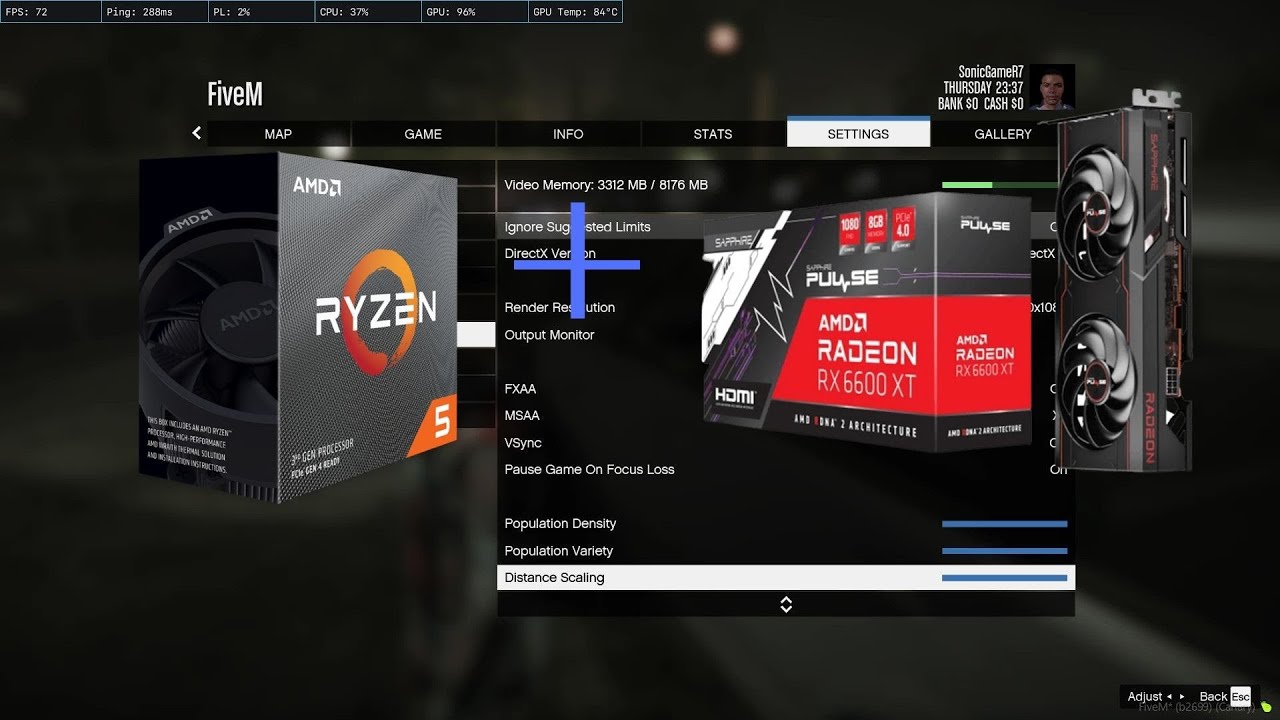 FiveM Amd R5 3600 Rx 6600XT Ram 32 เทสเซิฟFiveM.net - YouTube