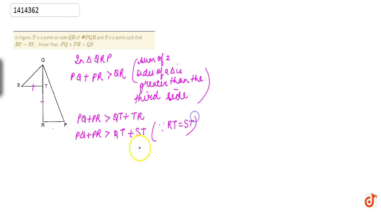In Figure, ltmath gt ltmi gtT lt/mi gt lt/math gt is a point on side ...