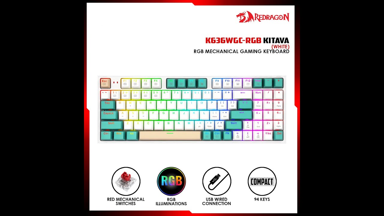 Redragon KITAVA K636WGC-RGB Mechanical gaming keyboard | - YouTube