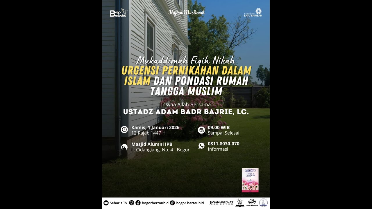 🔴 MUKADIMAH FIQIH NIKAH - USTADZ ADAM BADR BAJRIE, LC - YouTube