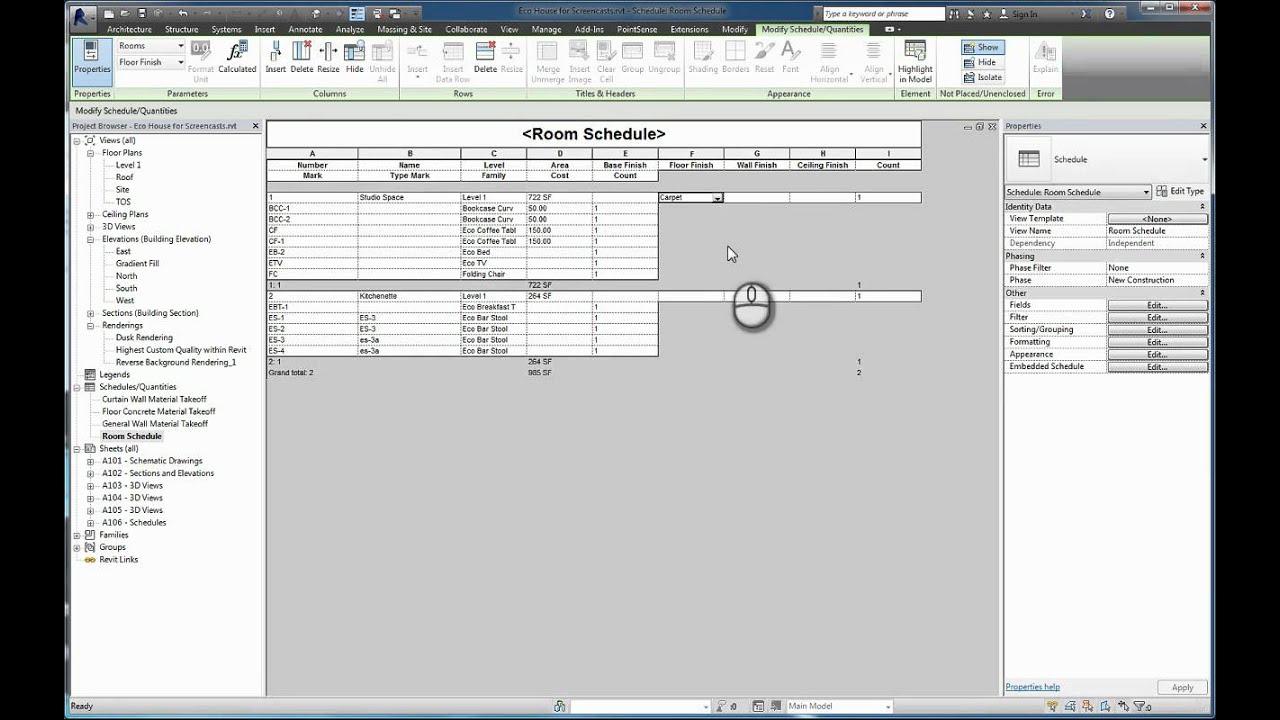 Revit Embedded, Conditional, Key Schedule Features A How To Guide - YouTube