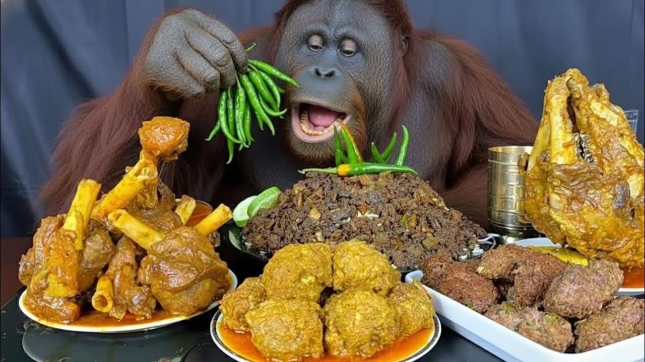 Orangutan Eating Very Spicie Foods || Orangutan Eating Food - YouTube