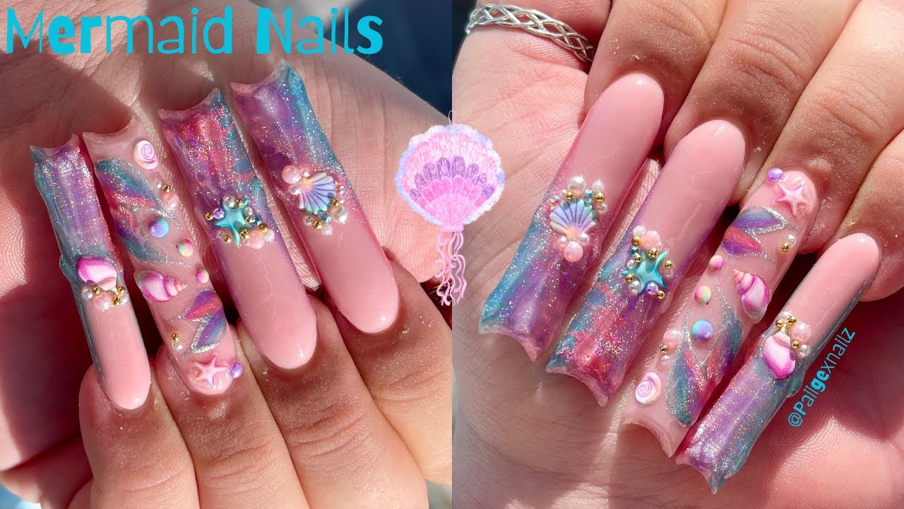 MERMAID NAILS| CHROME CATEYE ACRYLIC NAILS| ACRYLIC APPLICATION FOR ...