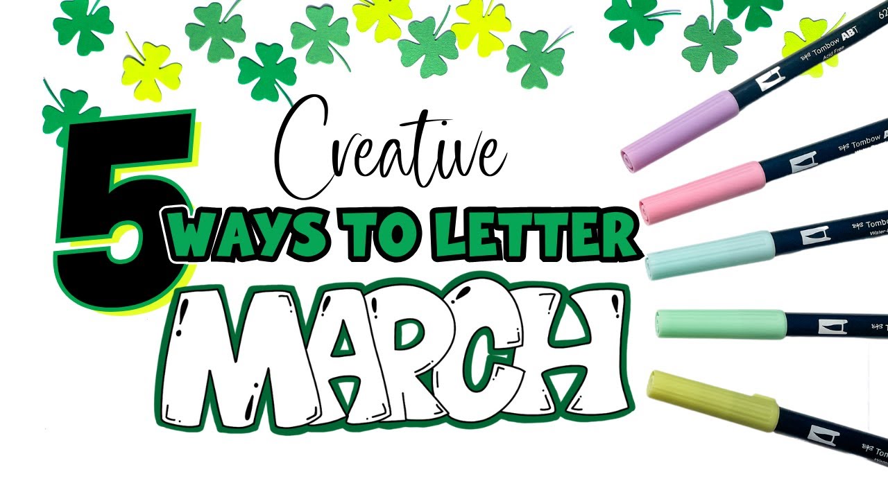 5 Creative ways to letter March | Bullet Journal Ideas for Beginners ...