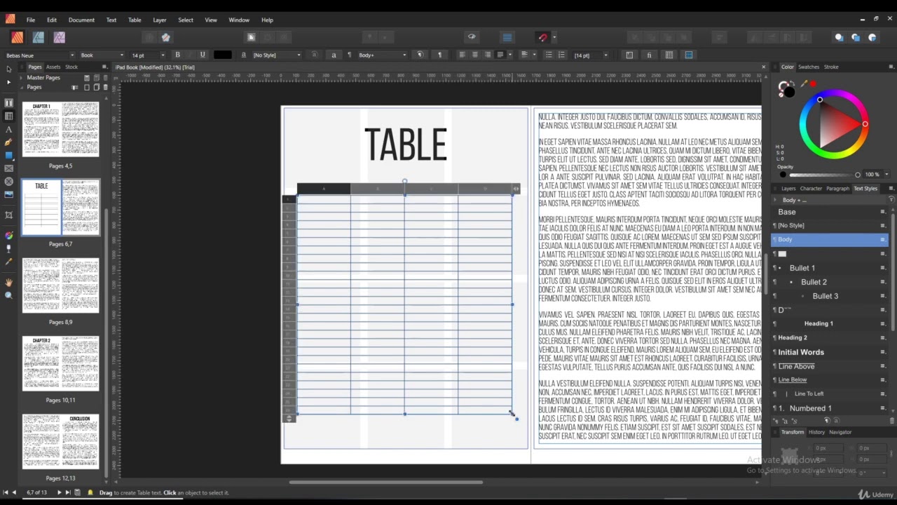 Affinity Publisher for Beginners Lecture1 16 Table Tool Affinity ...