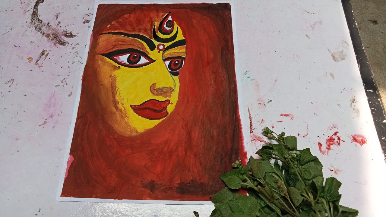 Durga maa painting 🎨 / Durga maa / watercolour drawing/ durga puja ...