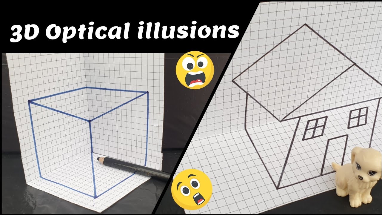 3D optical illusion graph paper art easy on paper pencil shade, cube ...