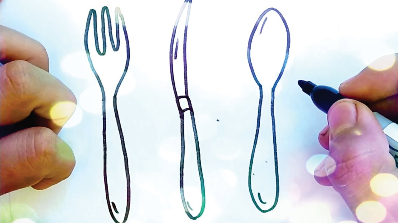 COMO DIBUJAR CUBIERTOS paso por paso | dibujos para niños | como ...