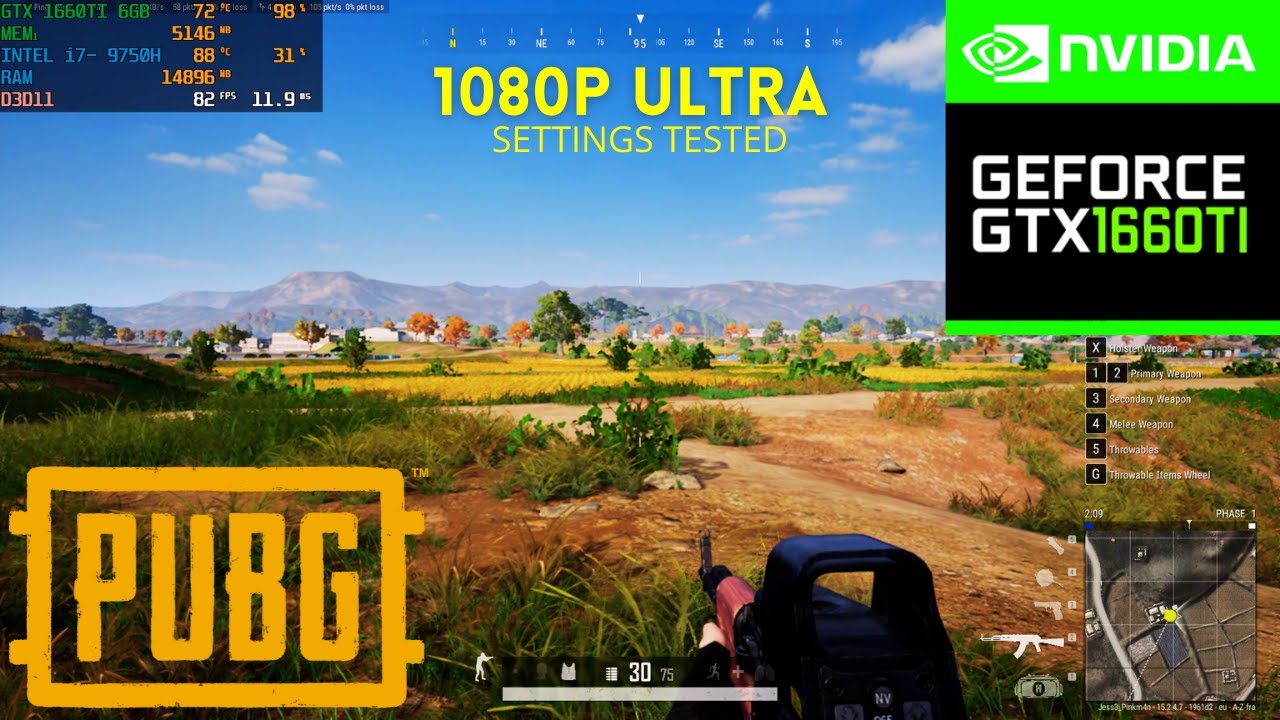PUBG: Ultra graphics 1080p | GTX 1660 Ti | i7 9750H - YouTube
