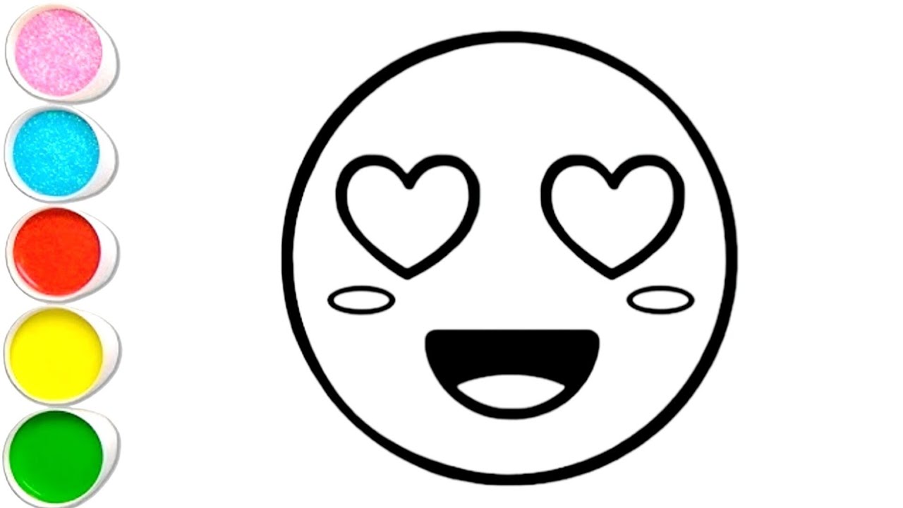 How to draw a cute emoji drawing painting colouring for kids and ...