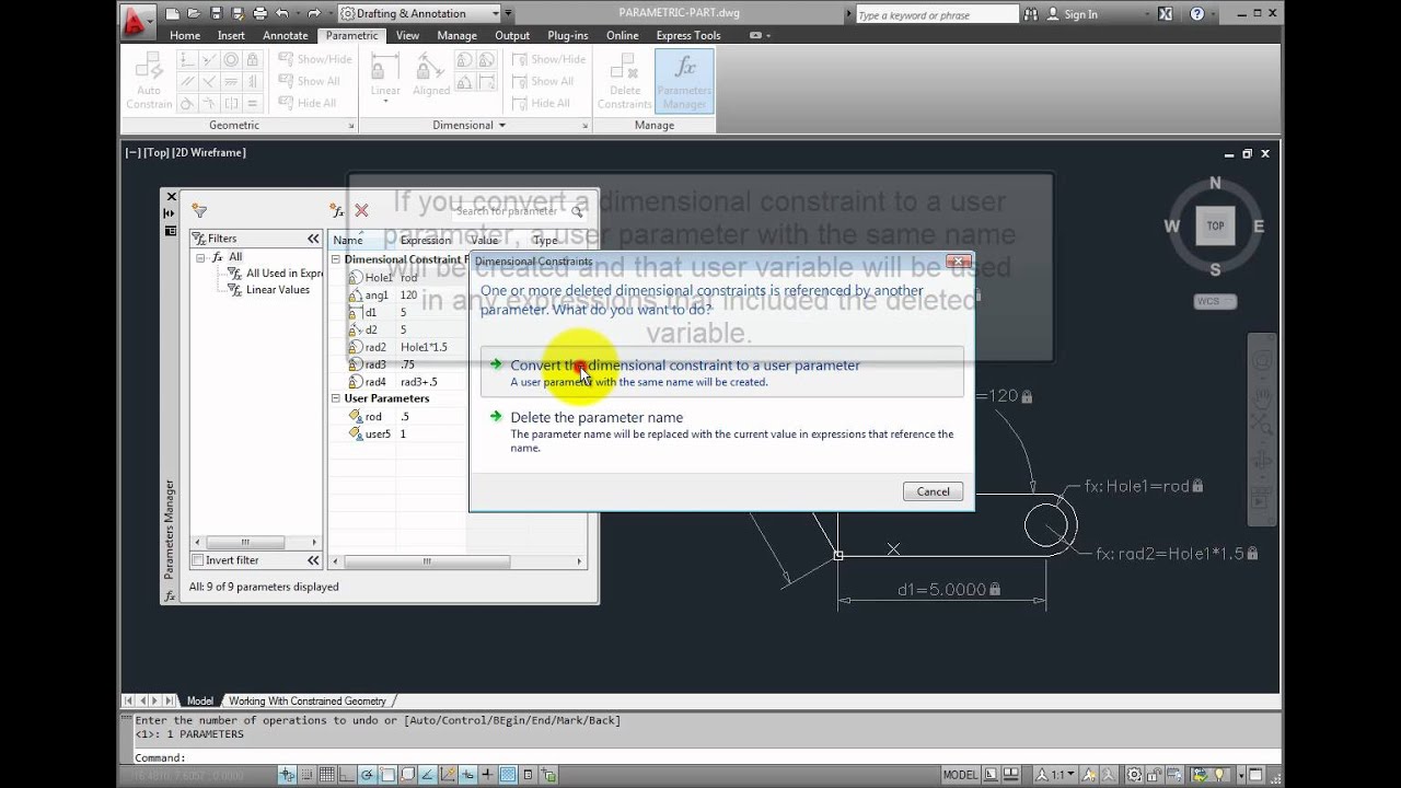 AutoCAD 2012 - Deleting Parameters - YouTube