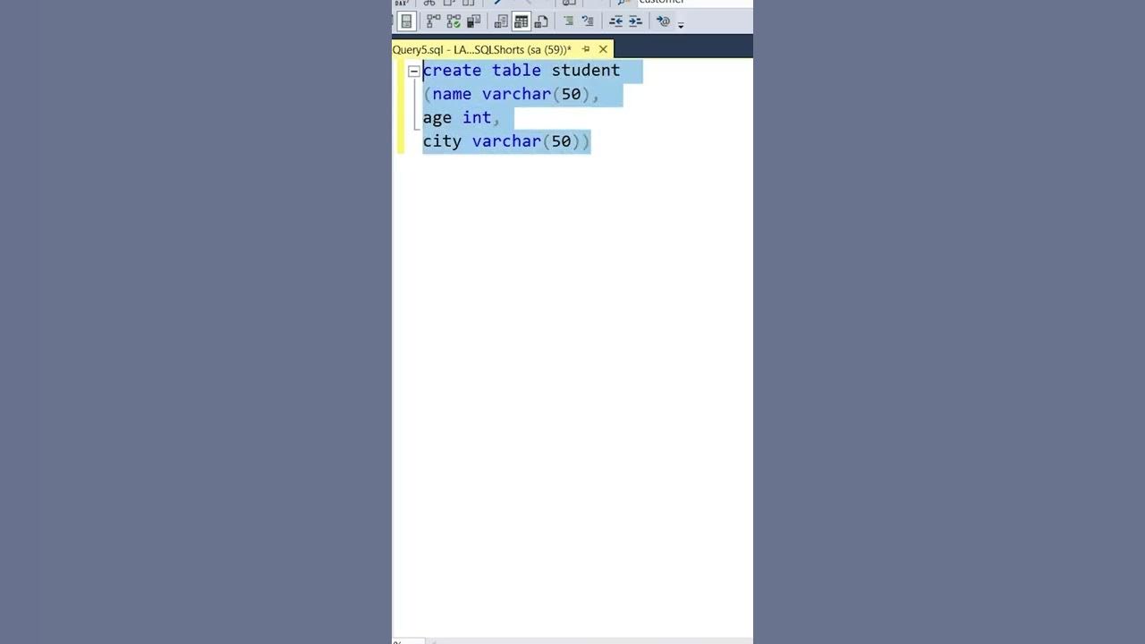 How to create Table in MSSQL | SQL TUTORIAL | HINDI - YouTube
