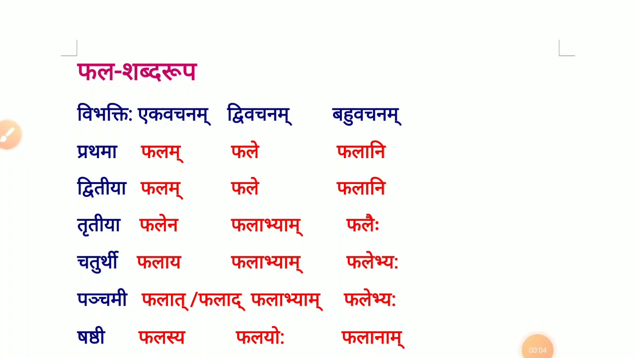 #विभक्ति #फल शब्द-रूप #अकारान्त नपुंसकलिङ्ग #शब्द रूप#fal akarant Shabd ...