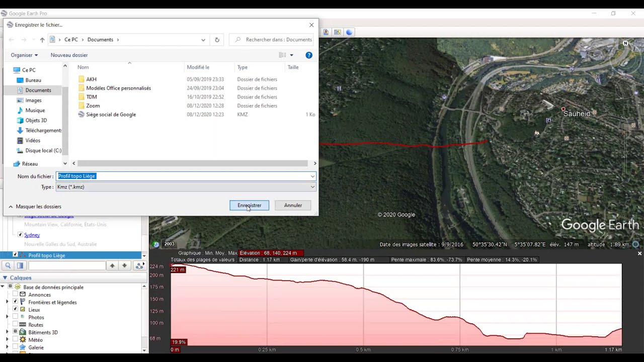 profil topographique sur Google Earth - YouTube