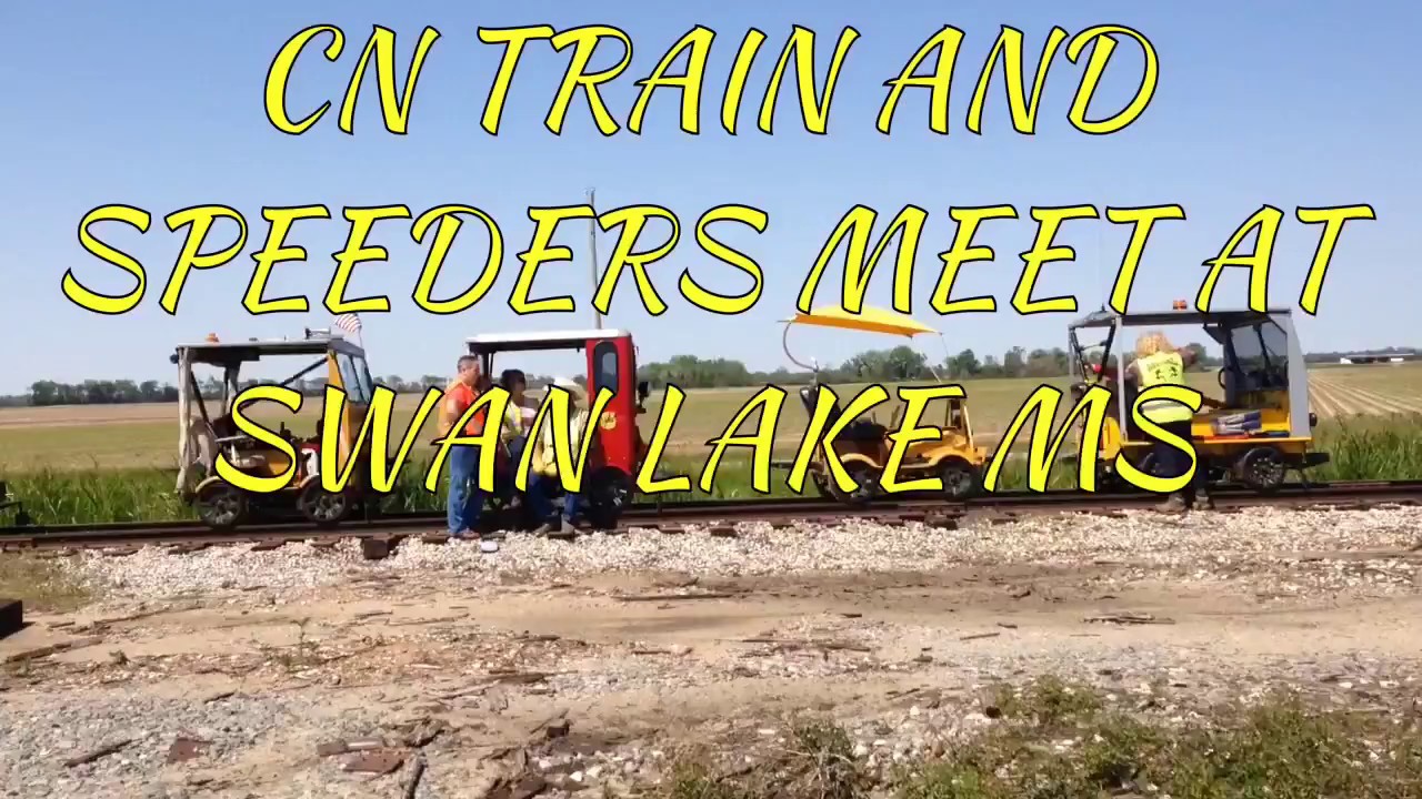 CN TRAIN MEETS SPEEDER EXCURSION IN SWAN LAKE MS - YouTube