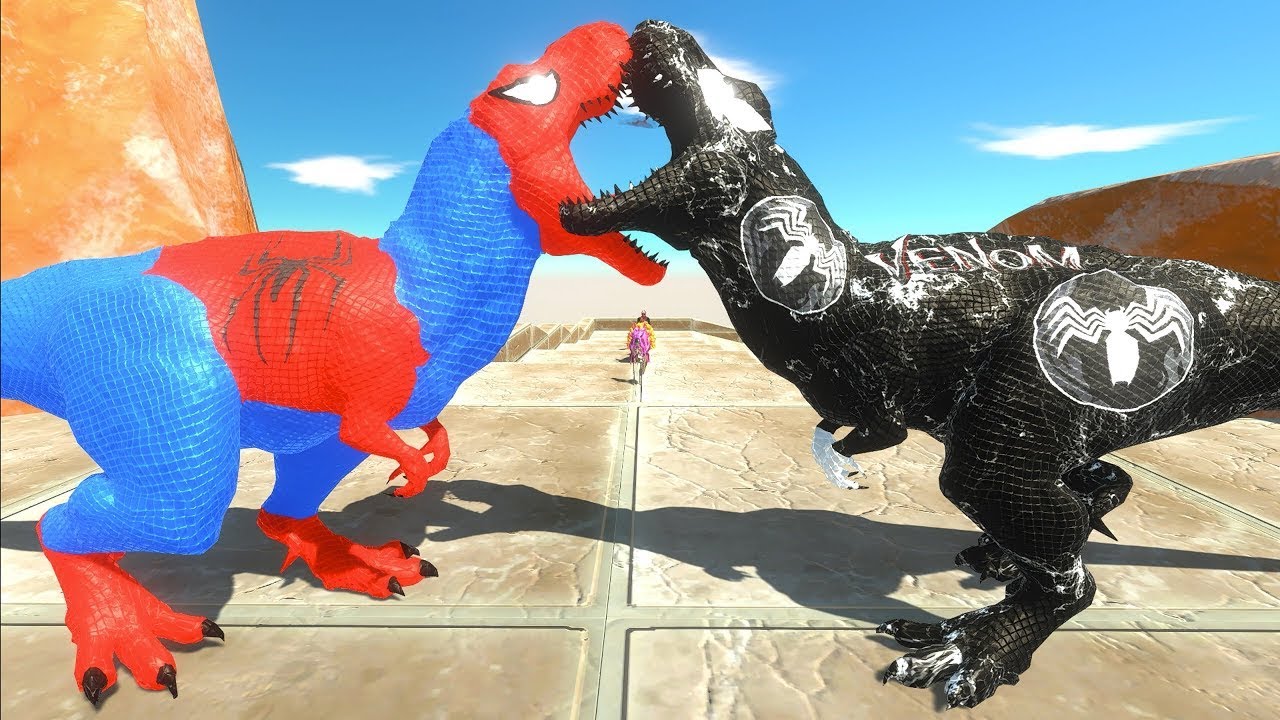 SPIDERMAN T REX vs VENOM T REX DEATH RUN - Jurassic World Evolution 2 ...
