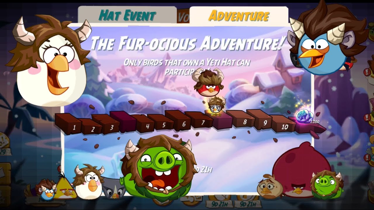 NEW Yeti Hat Set! Fur-Ocious Adventure level 1 - 7 | Angry Birds 2 ...