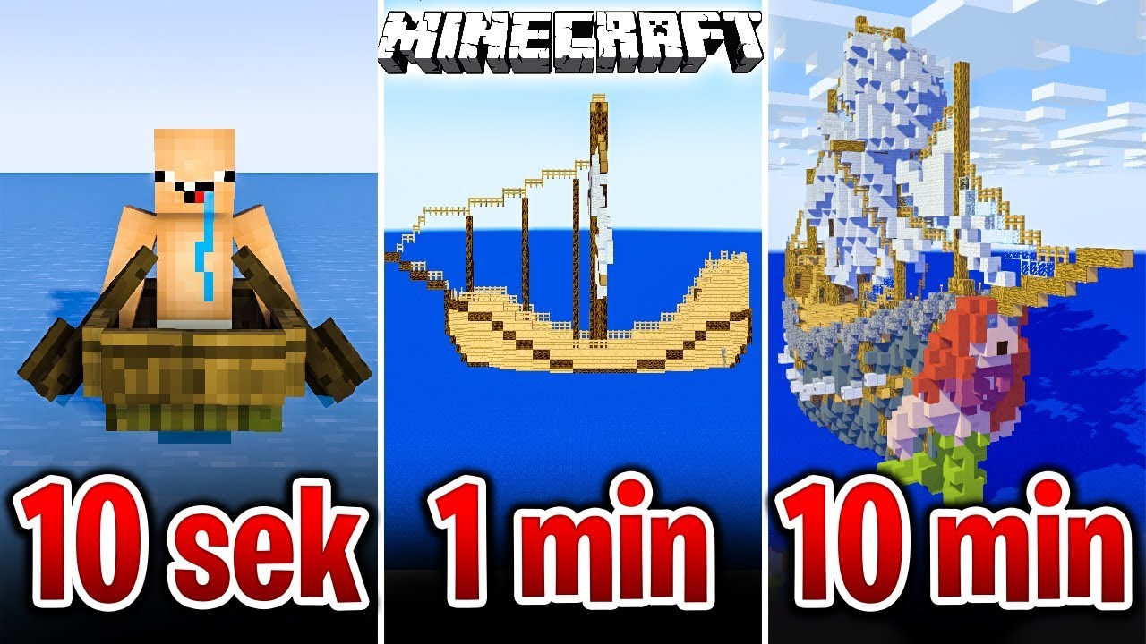 Minecraft BUDUJĘ STATEK W 10 SEKUND, 1 MINUTĘ I 10 MINUT! - YouTube