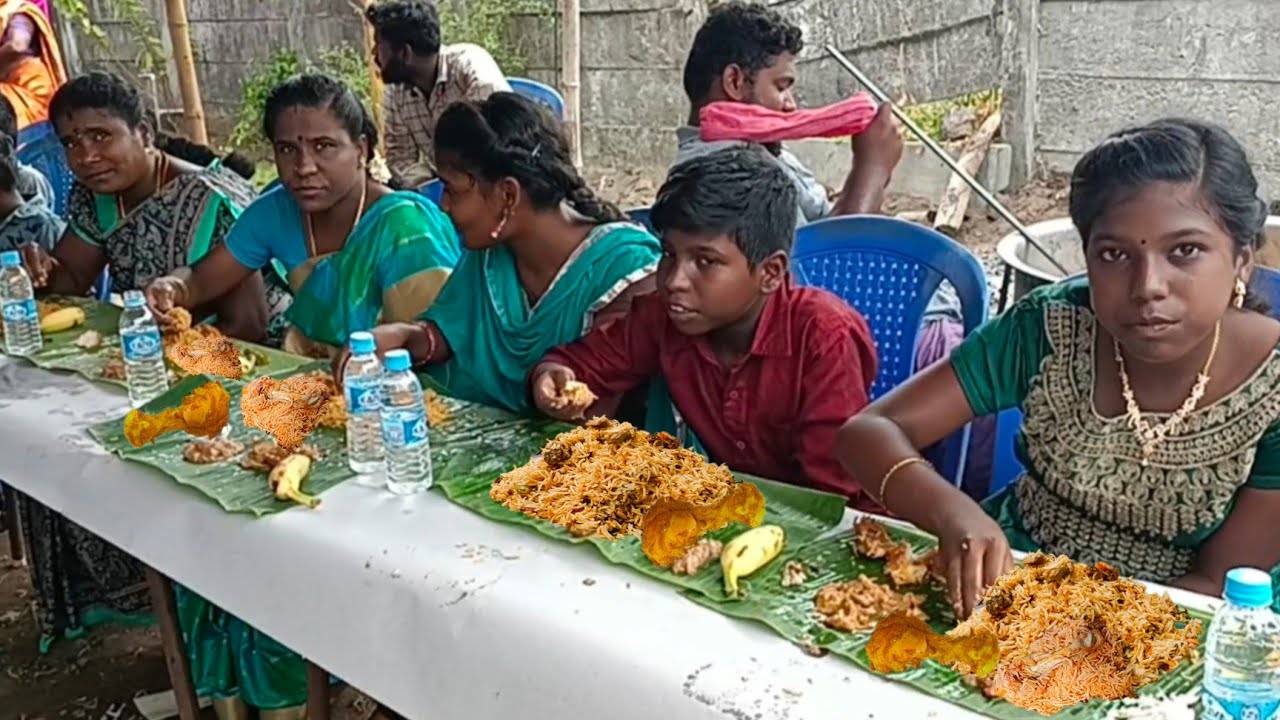 village Kathu Kuthu function and chicken biryani cooking&eating - YouTube