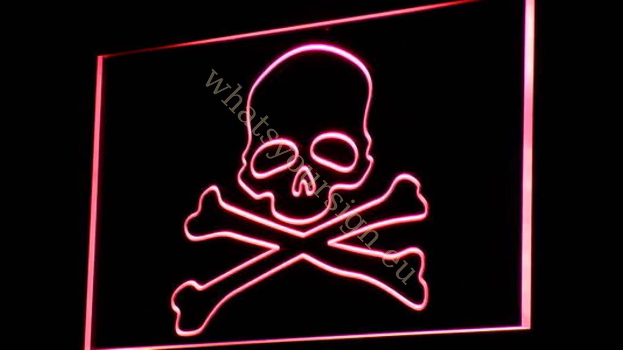 Skull and Crossbones - LED neon light sign display - YouTube